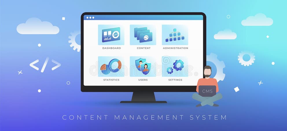 CMS - Content Management System Concept. Web Site Management Software ...