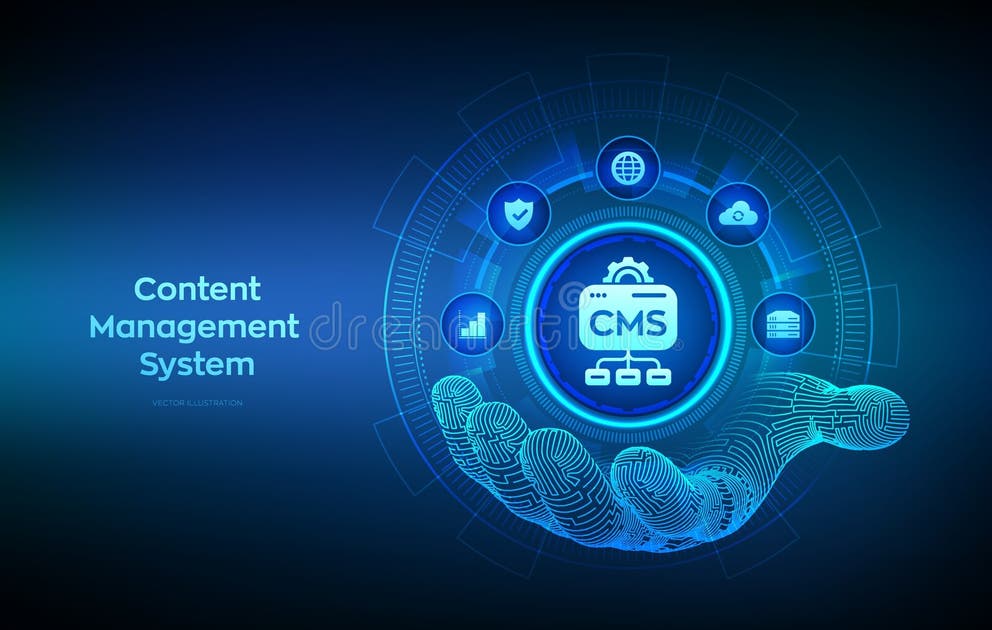 CMS. Content Management System Concept. Website and Document Management, Web Development, and ...