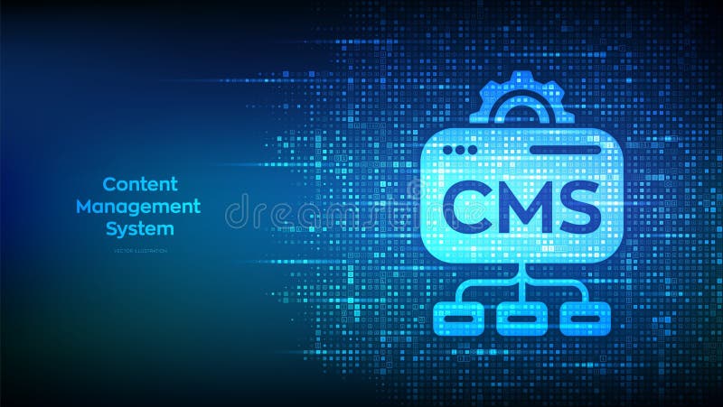 CMS. Content Management System Icon Made with Binary Code Stock Vector ...