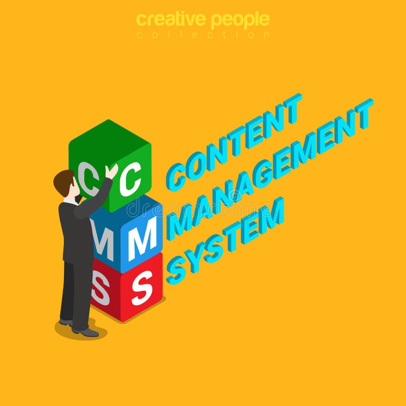 CMS Content Management System Letters Flat 3d Isometric Vector Stock ...