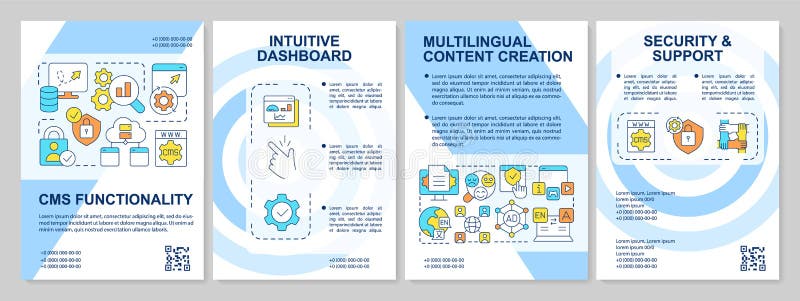 CMS Features Blue Brochure Template Stock Image - Image of layout ...