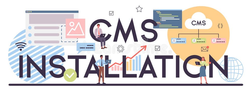 CMS Instalation Typographic Header. Content Management System Stock ...