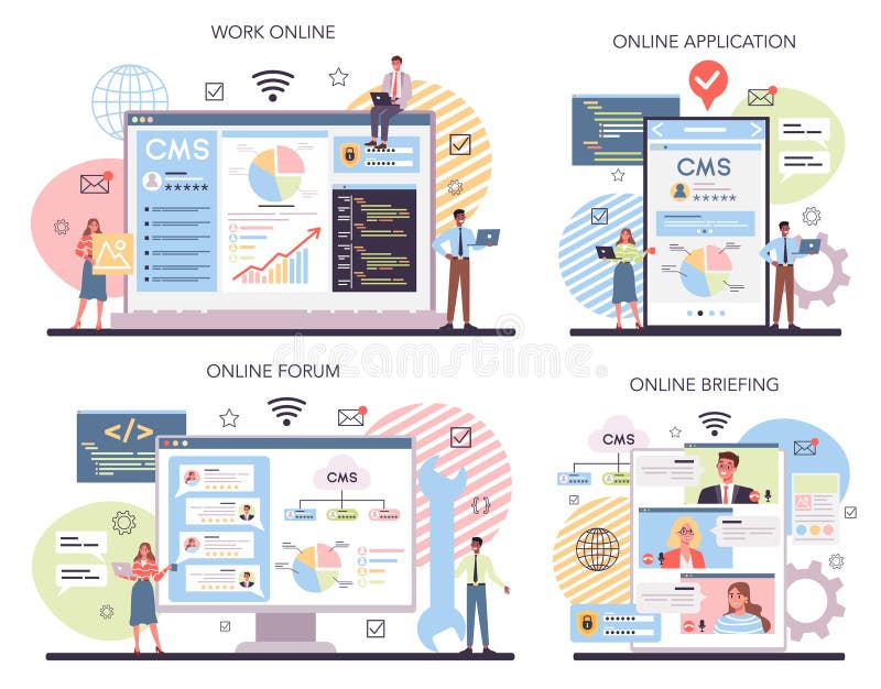 CMS Online Service or Platform Set. Content Management System Stock ...