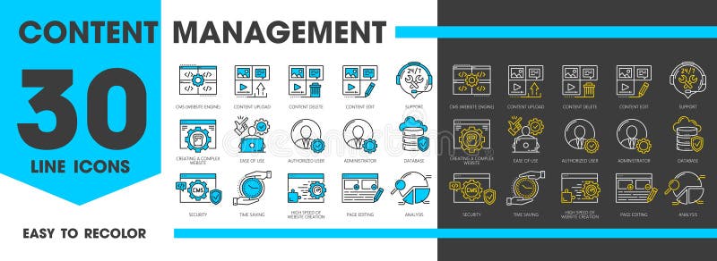 Cms Symbols, Content Management System Icons Set Stock Illustration ...