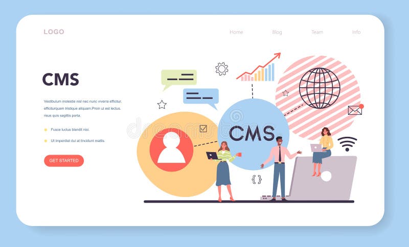 CMS Web Banner or Landing Page. Content Management System Stock Vector ...