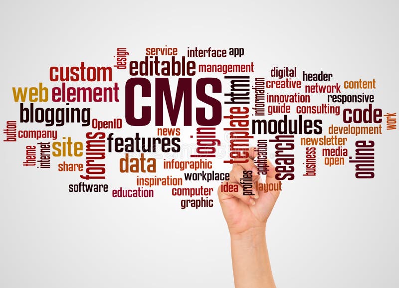 CMS Word Cloud and Hand with Marker Concept Stock Illustration ...