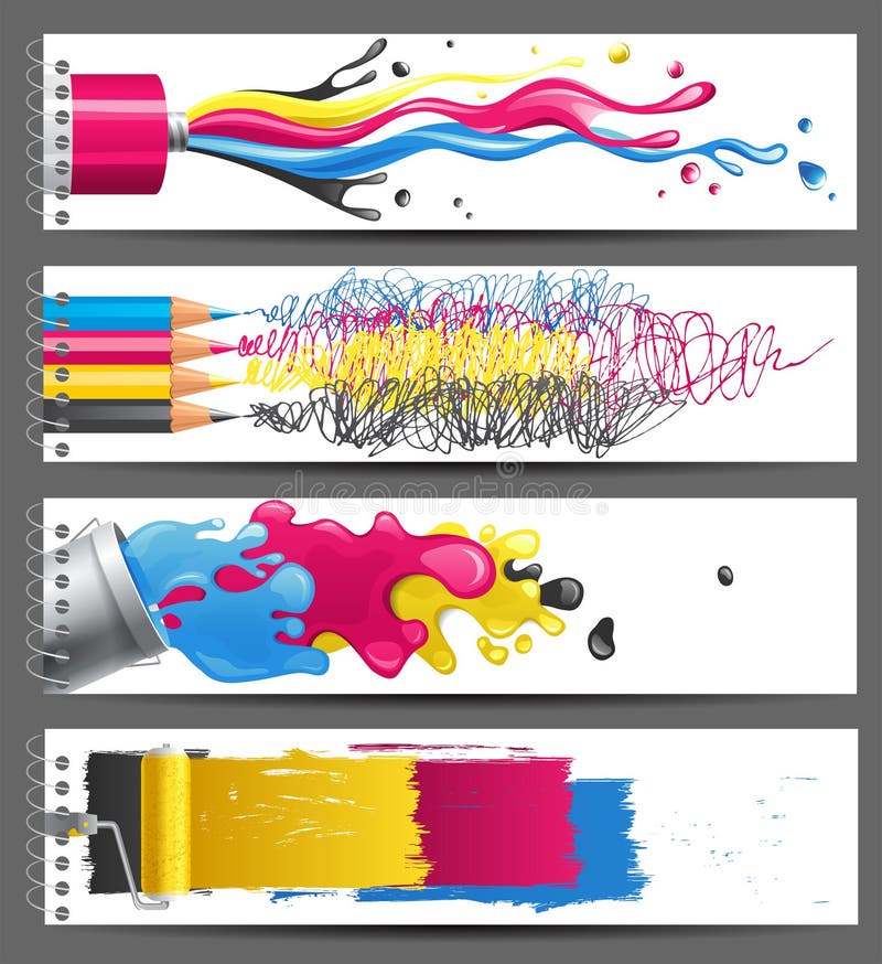 Three Colorful Paint Banners. Stock Vector - Illustration of board ...
