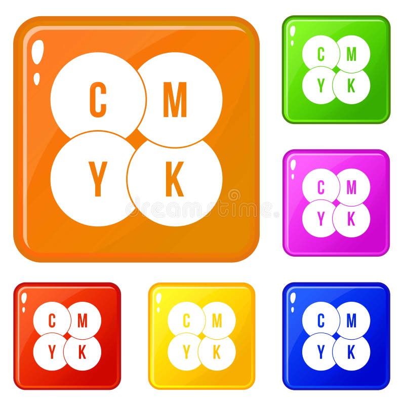 CMYK Circles Icons Set Vector Color Stock Vector - Illustration of ...