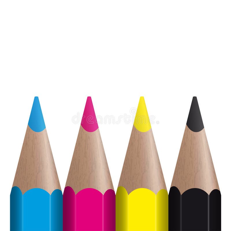 Colored pencils CMYK stock vector. Illustration of cartridge - 57216759