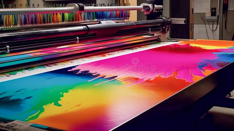 CMYK Colors, Printing House. Offset Printing Machine Stock Illustration ...
