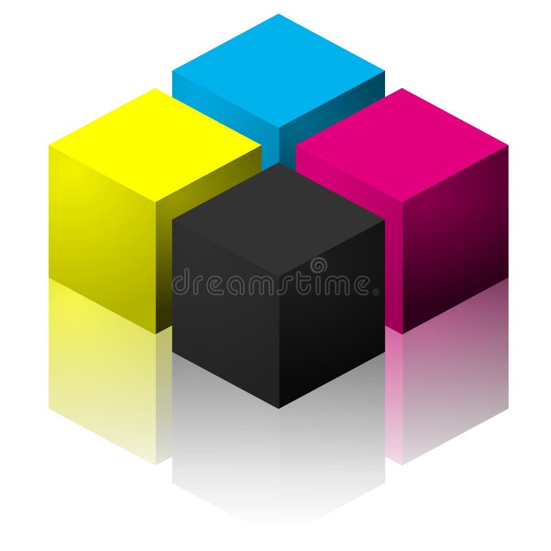 CMYK cubes stock illustration. Illustration of color, drawing - 9103037