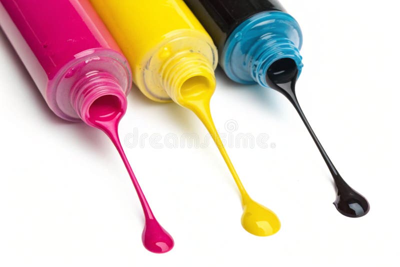 CMYK Cyan Magenta Yellow Inks Dripping Isolated on White Stock ...