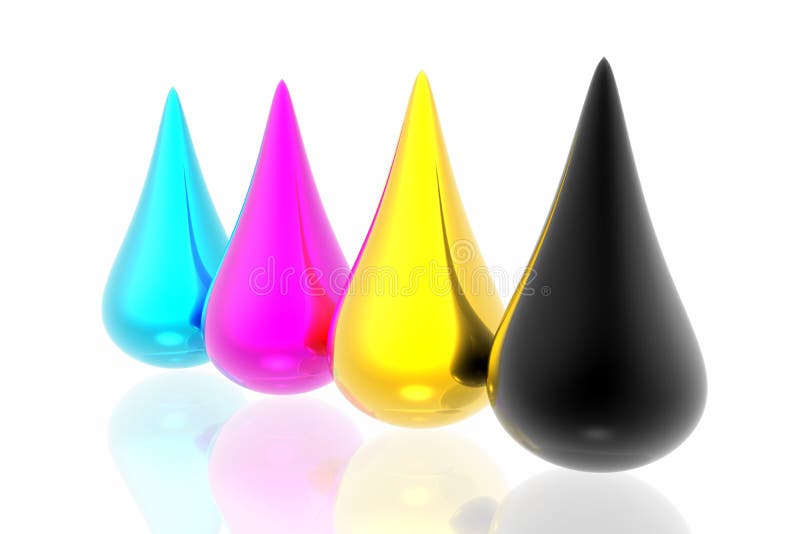 Cmyk ink drops stock illustration. Illustration of yellow - 12506454