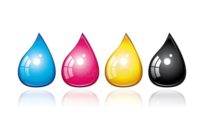 Cmyk ink drops stock illustration. Illustration of yellow - 12506454