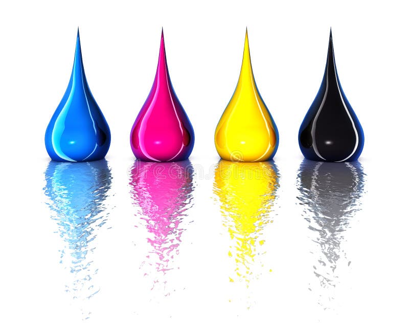 Cmyk ink drops stock illustration. Illustration of yellow - 12506454
