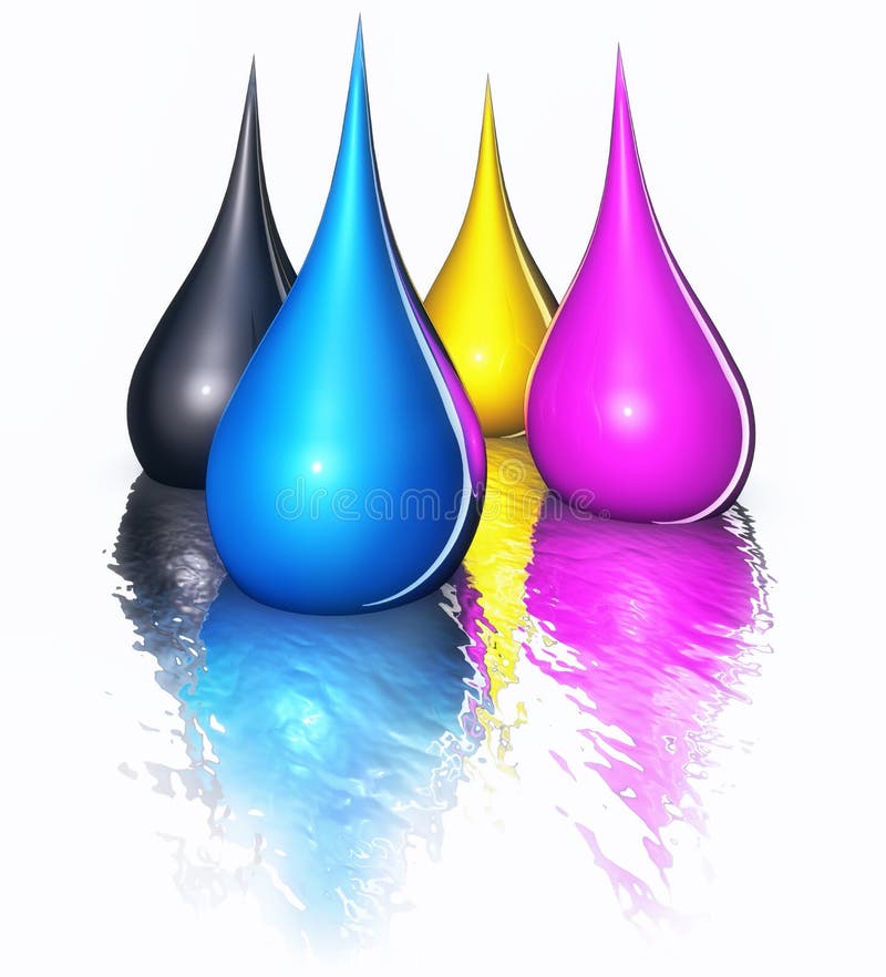 Cmyk ink drops stock illustration. Illustration of yellow - 12506454