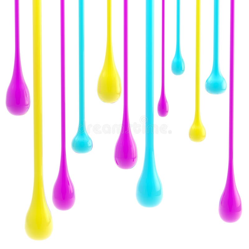 Cmyk Glossy Paint Drop Blobs Isolated Stock Illustration - Illustration ...