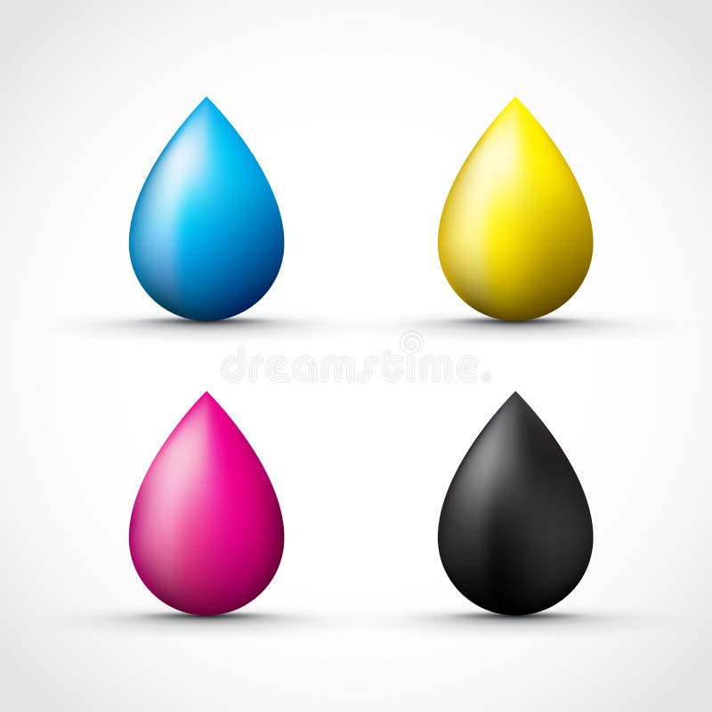Cmyk ink droplets stock vector. Illustration of realistic - 92685927