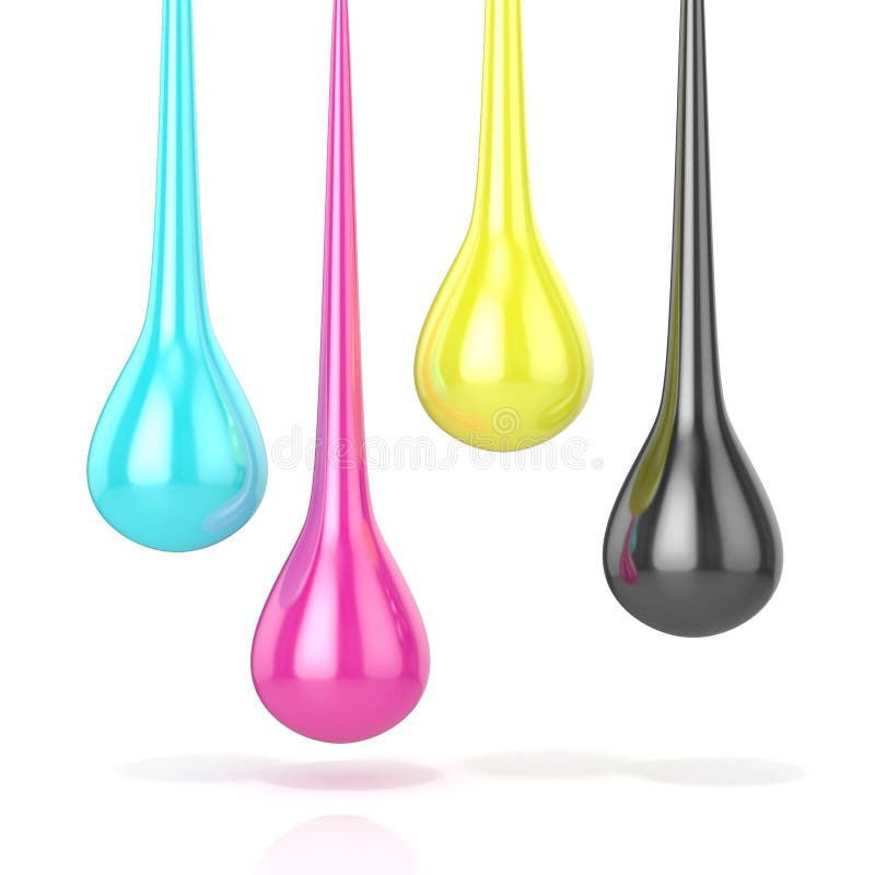 CMYK Ink Droplets Sign. 3D Render Stock Illustration - Illustration of ...