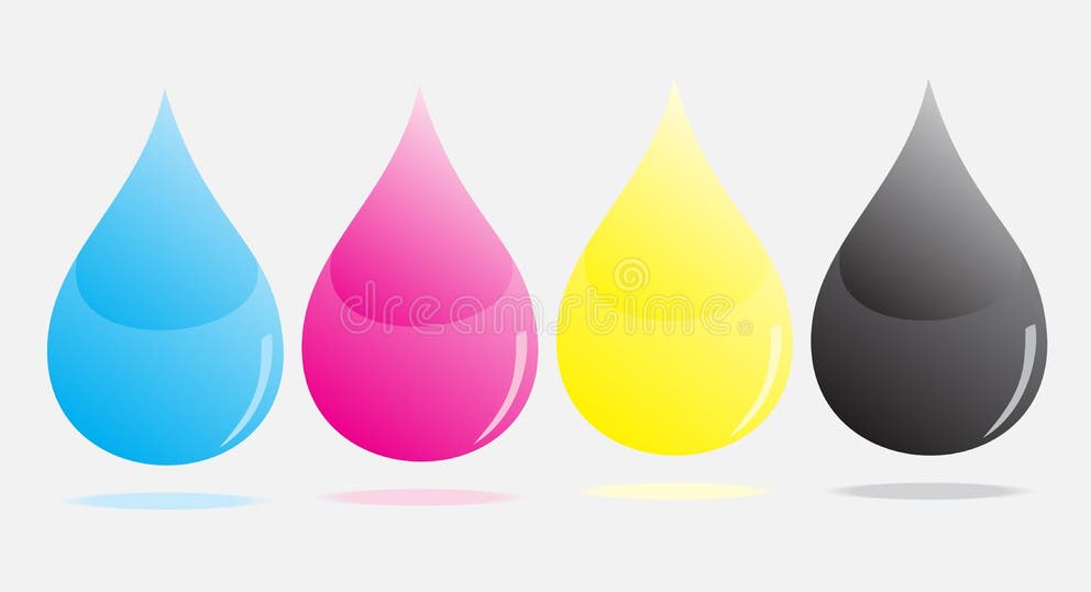 CMYK ink drops stock vector. Illustration of droplet - 80057527