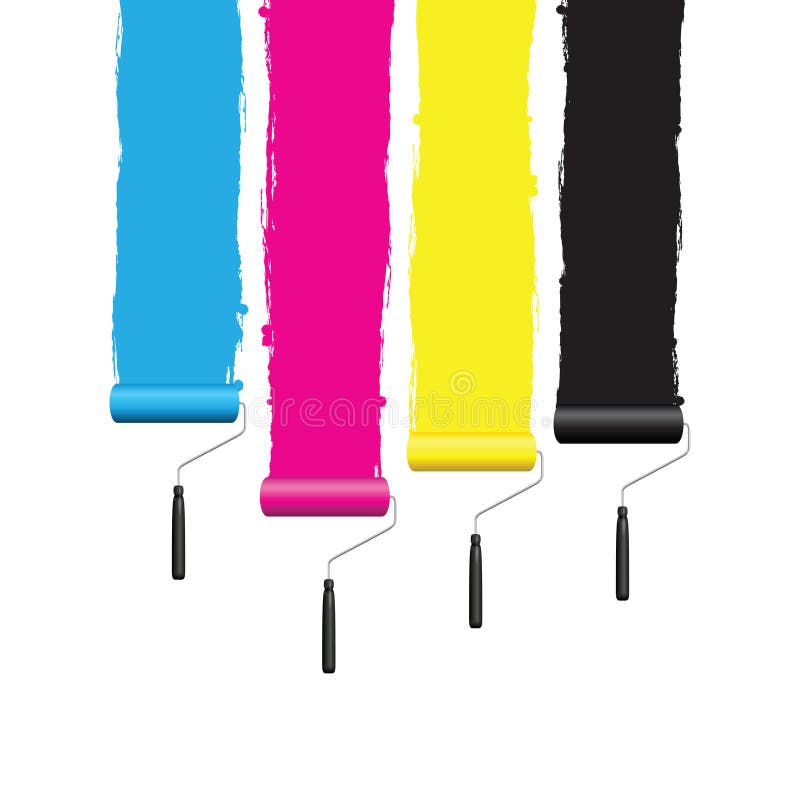 Cmyk ink roller stock illustration. Illustration of four - 92174205