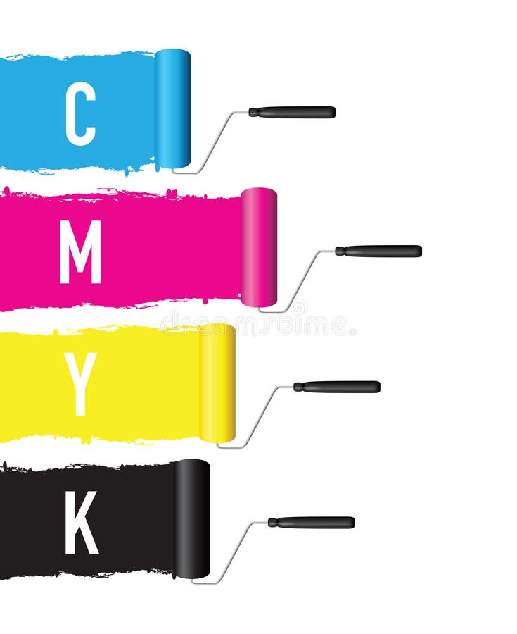 Cmyk ink roller stock illustration. Illustration of shape - 92174277