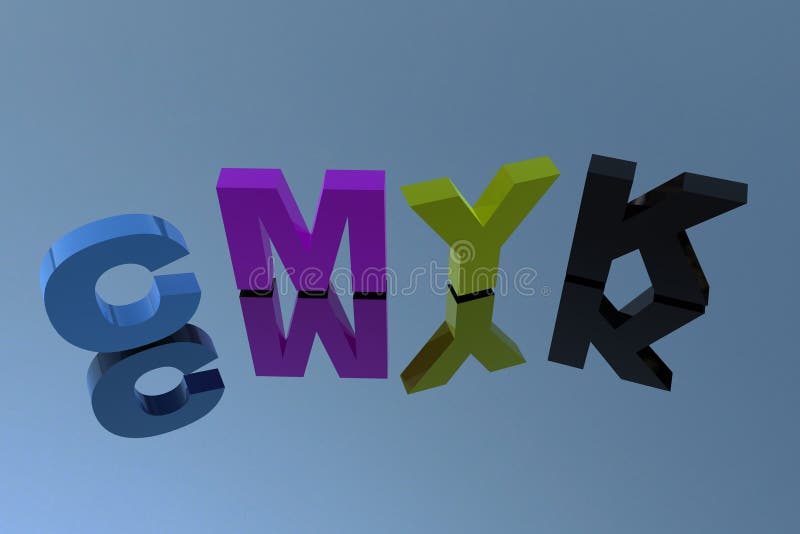 CMYK letter 3D stock illustration. Illustration of magnify - 11656938