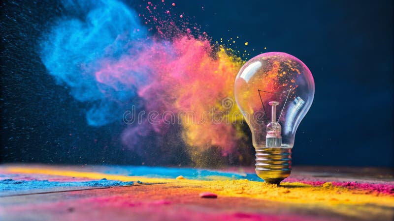 CMYK Lightbulb Exploding Color Concept Stock Illustration ...