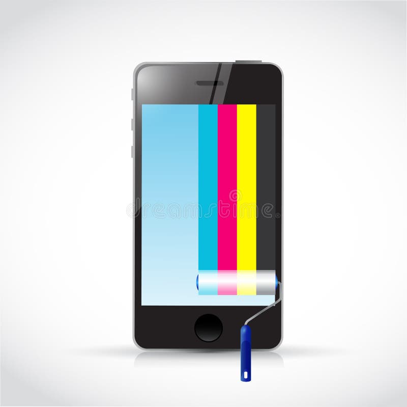 Set of Paint with Phone Logo Design , Phone, Paint Stock Illustration ...