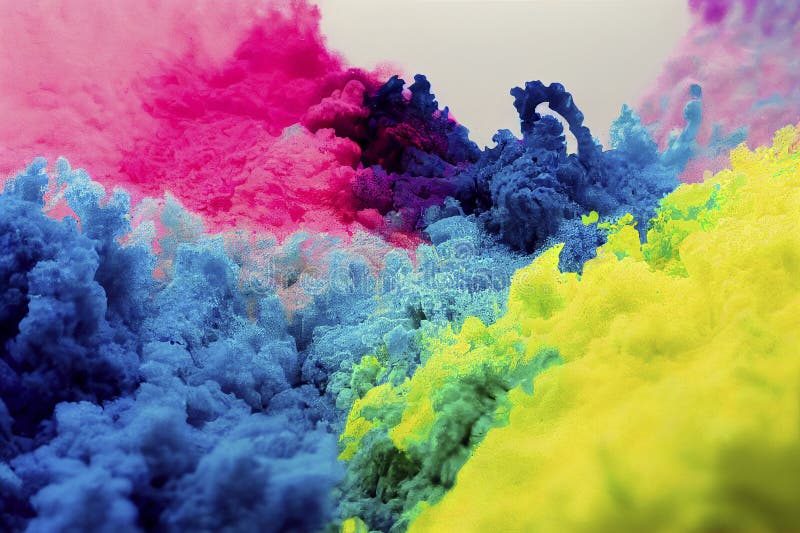 CMYK Paint Splash on Letters on Blue Background Illustration. Ai ...