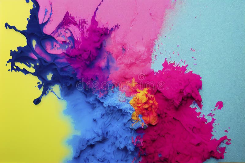 CMYK Paint Splash on Letters on Blue Background Illustration. Ai ...