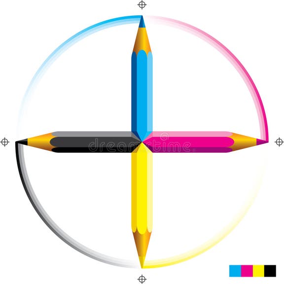 Cmyk pencils stock vector. Illustration of cross, crayon - 11112260
