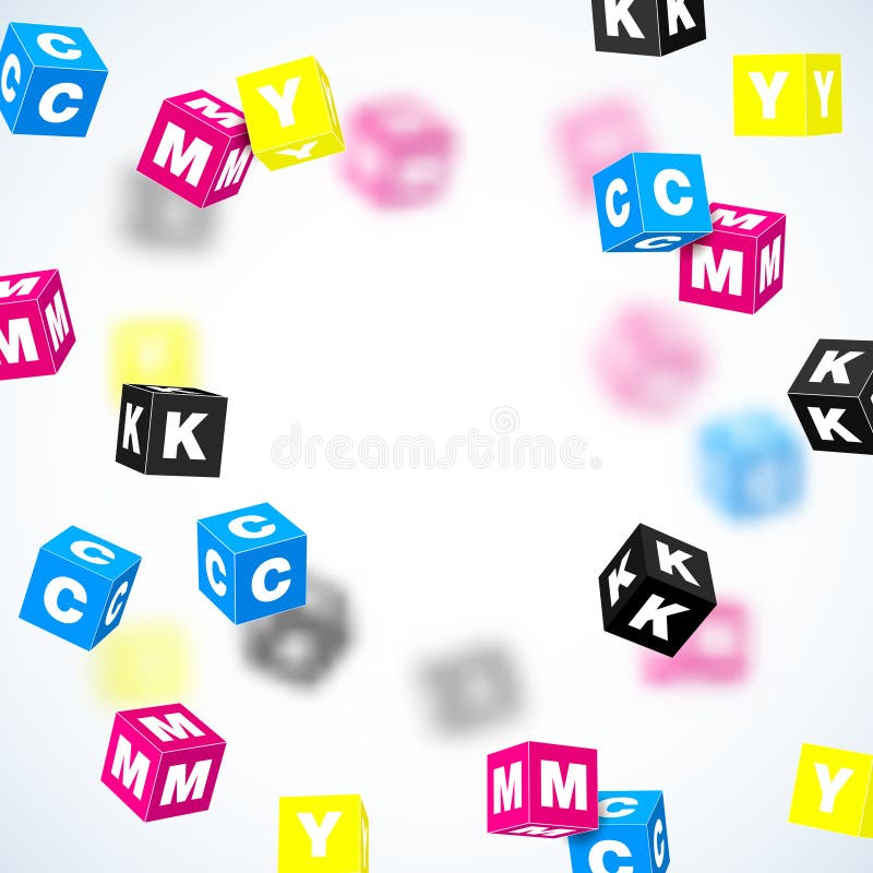 CMYK Print Concept with Flying Cubes Stock Vector - Illustration of ...