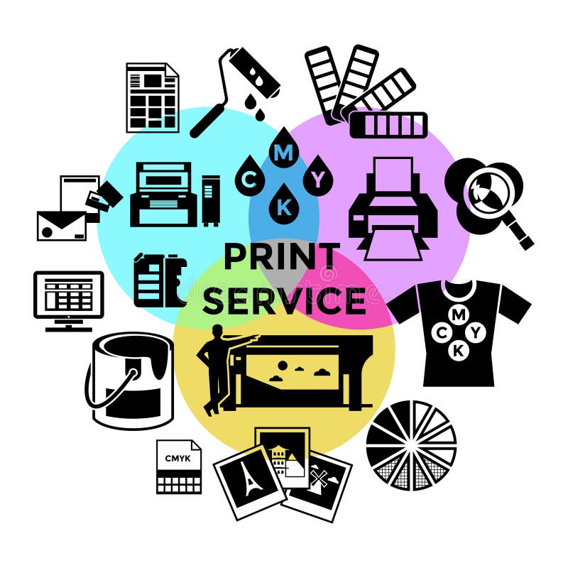 Print Service Icon Set. Stationery, Gift and Corporate Identity Stock ...