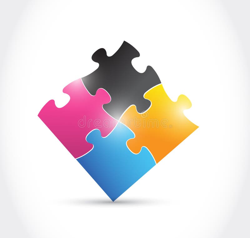 CMYK puzzle gear stock illustration. Illustration of design - 33949568