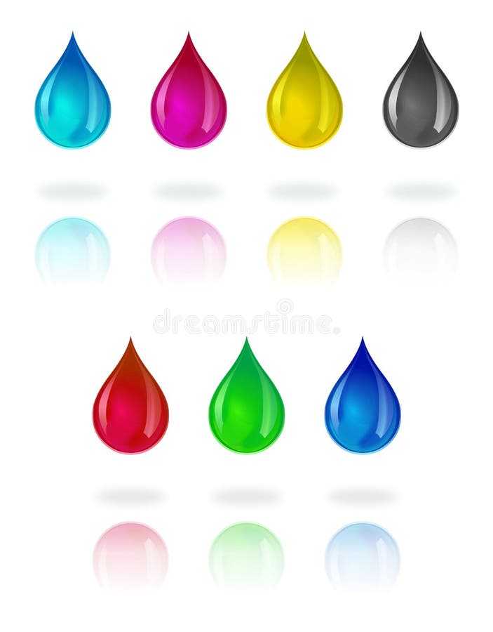 CMYK color droplets stock illustration. Illustration of reflect - 9103035