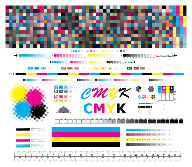 CMYK-Testdruck von oben stockbild. Bild von prüfen, nahaufnahme - 53190279