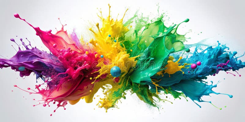 CMYK Splash Vibrant Color Explosion in Mid-Air Stock Illustration ...