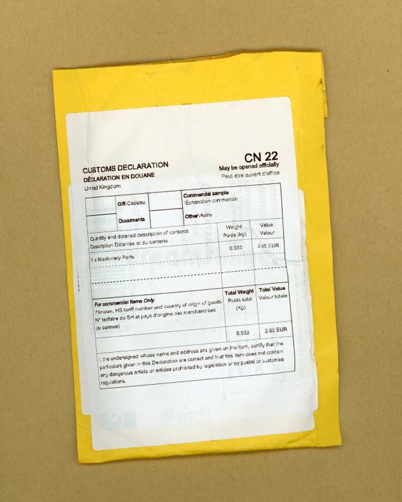 CN22 Customs Declaration for International Shipping Stock Image - Image ...