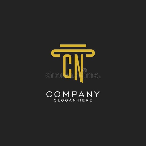 CN Initial Logo with Simple Pillar Style Design Stock Vector ...