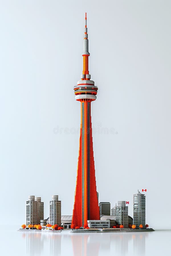 CN Tower Made of Red and Orange Bricks, Standing Tall with a Modern ...