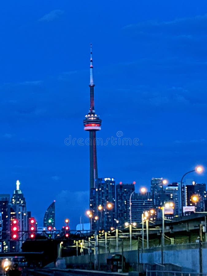 CN Tower at Night in Toronto Editorial Image - Image of toronto ...