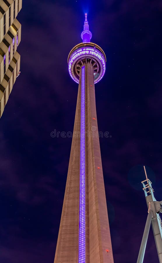 Toronto Canada CN Tower at Night. Editorial Stock Image - Image of ...