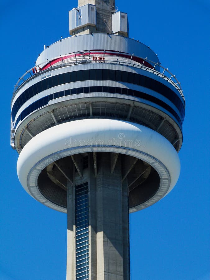 CN Tower, Totonto, Observation Deck with Blue Sky Editorial Stock Image ...