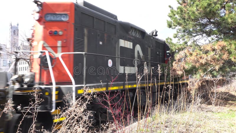 The CN Train in the Old Port of Montreal Stock Footage - Video of ...