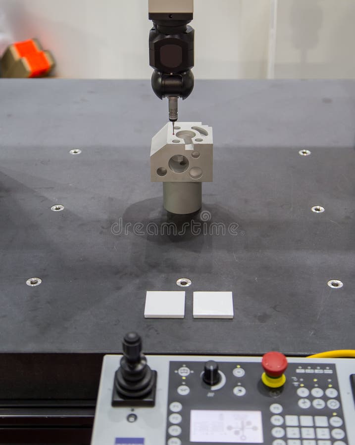 CMM inspecting workpiece stock image. Image of factory - 105176393