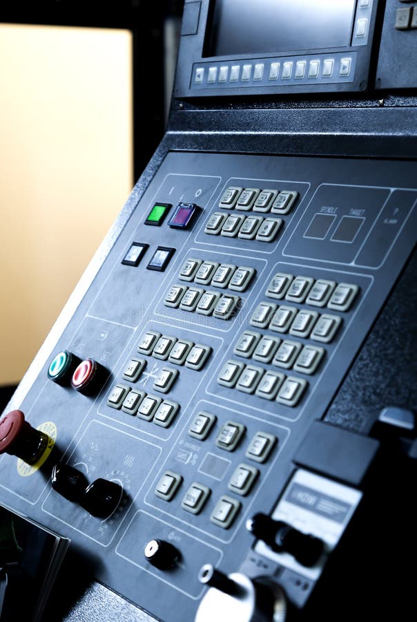 CNC Control Console of Industrial Machining Center. Stock Photo - Image ...