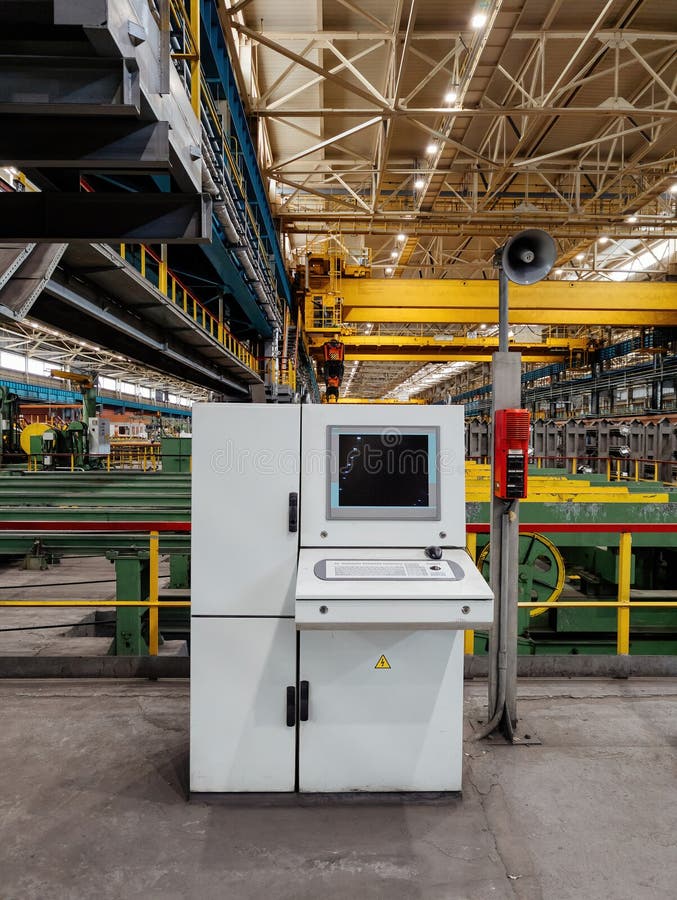 Rolled Metal Factory. Hot Iron Slab Moving on Conveyor of Metal Rolling ...