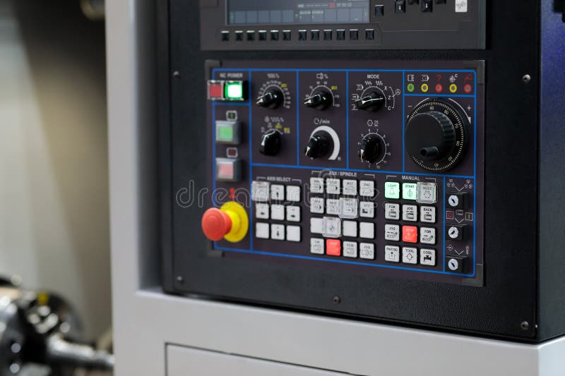 CNC Control Panel of Metalworking Turning Machine Stock Image - Image ...