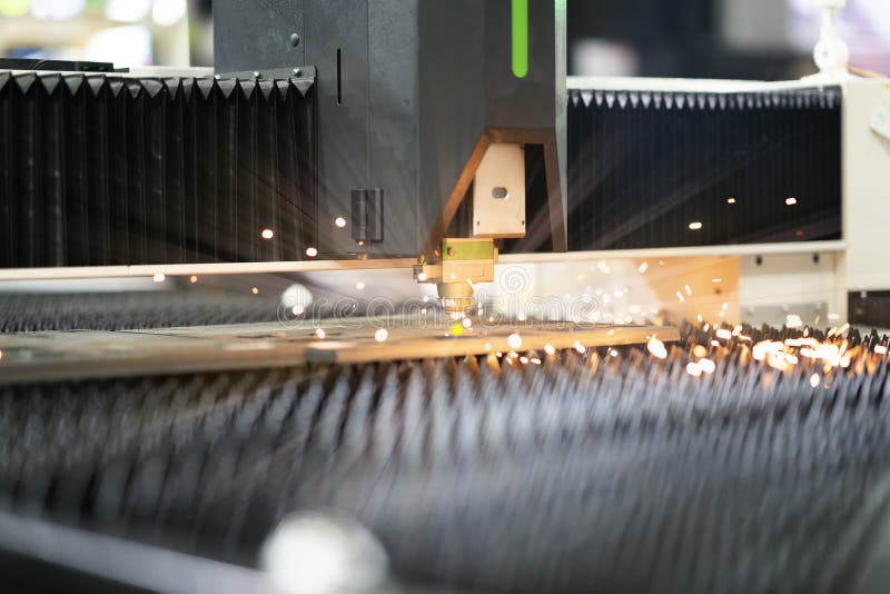 CNC Gas Cutting Metal Sheet Stock Image - Image of energy, plasma ...